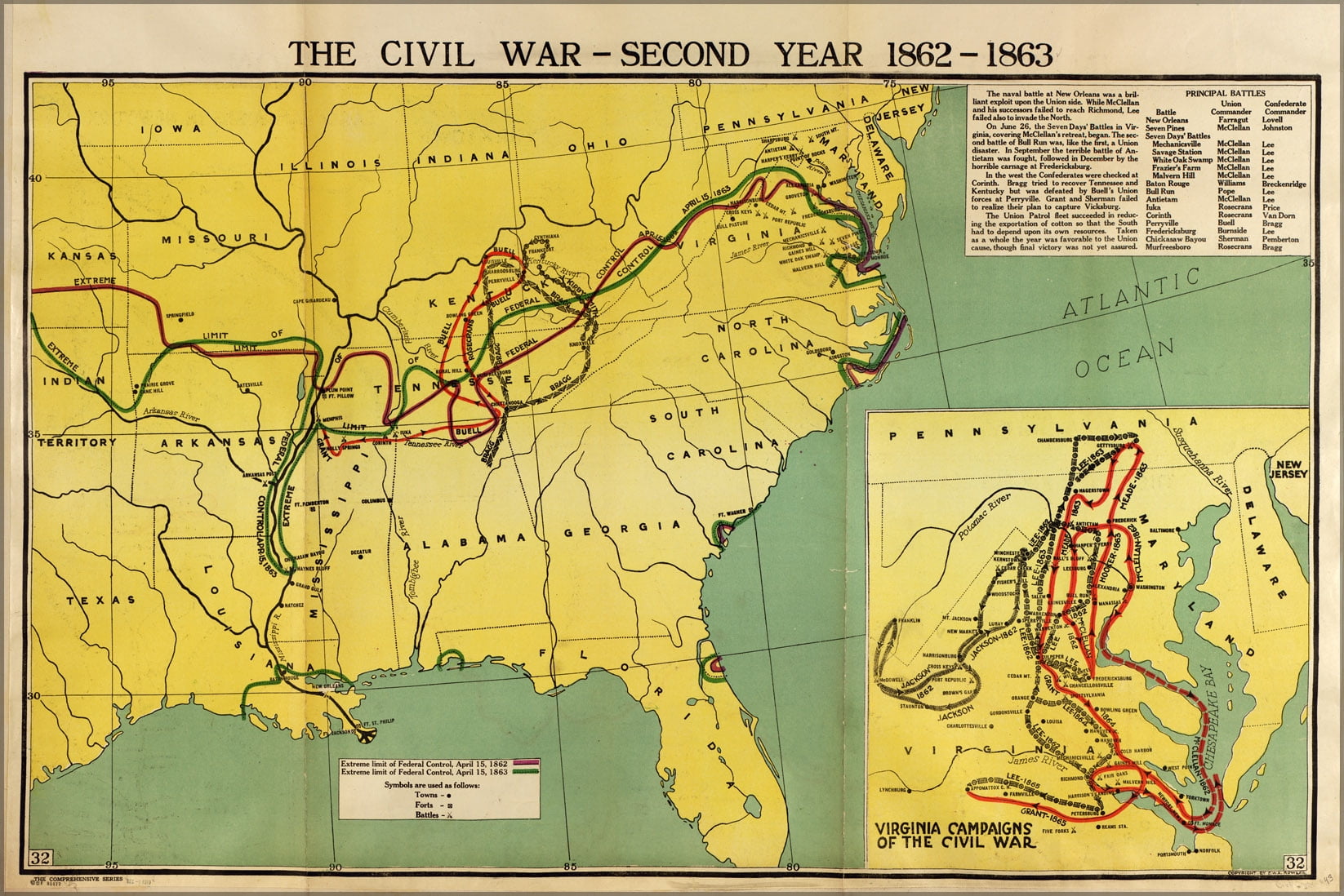 24"x36" Gallery Poster, map of civil war second year - Walmart.com