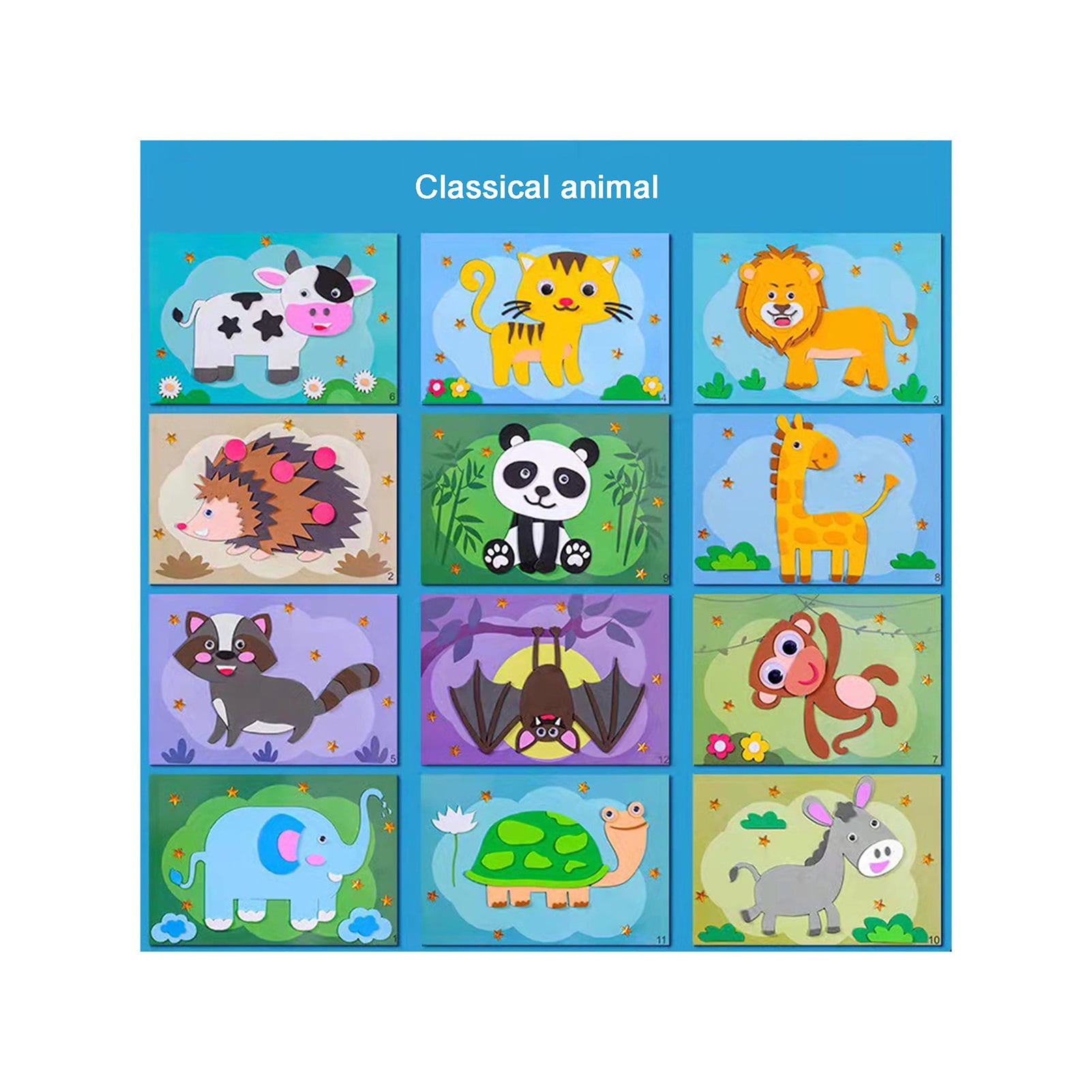Fun 3D Sticker Painting Kit Set of 12, Cognitive Development ...