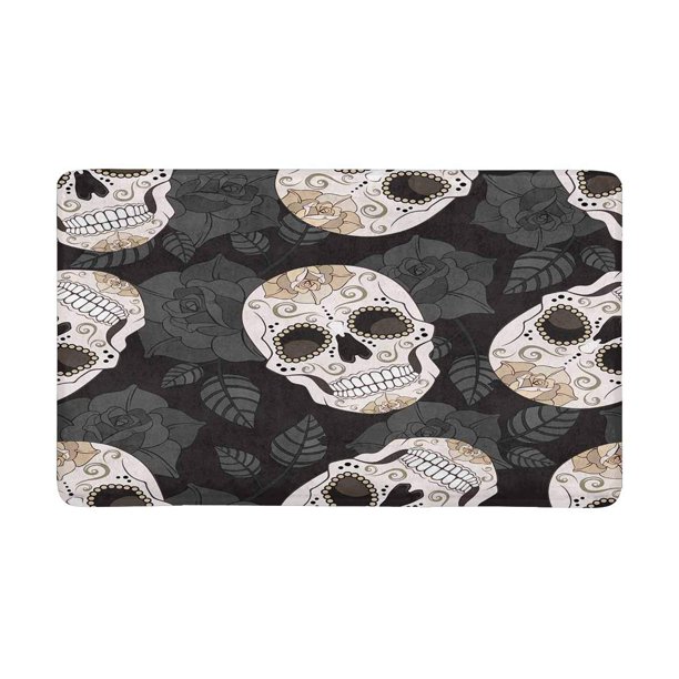 POP Gothic with Roses and Sugar Skulls Front Door Mat 30x18 Inches ...