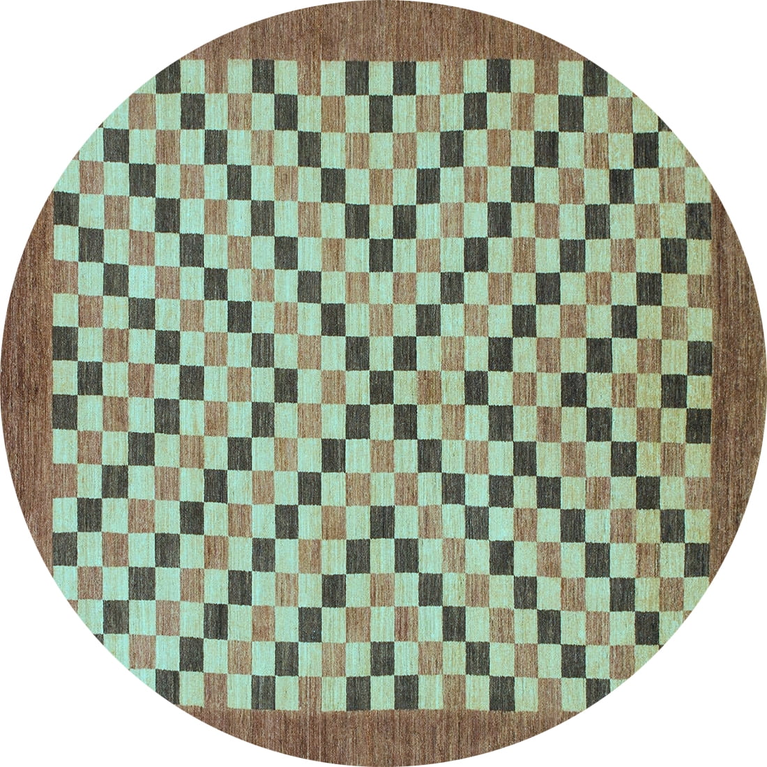 Ahgly Company Indoor Round Checkered Light Blue Modern Area Rugs, 8 ...