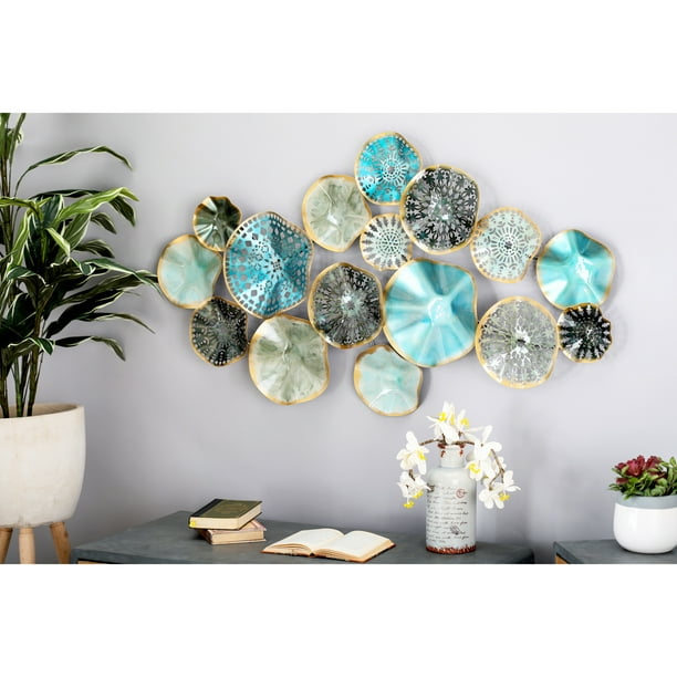 DecMode Multi Colored Metal 3D Overlapping Discs Plate Wall Decor ...
