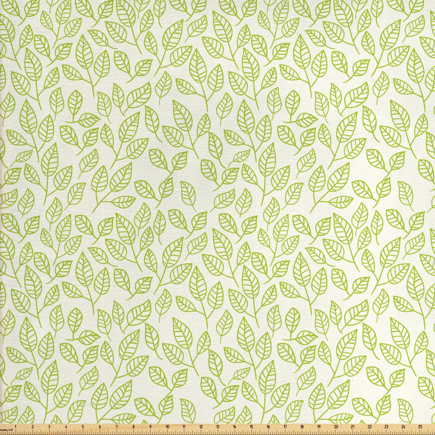 Leaf Fabric by the Yard, Watercolors Green Tea Leaves and Branches ...