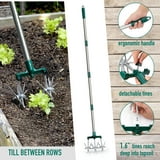 Hortem Long Handle Soil Manual Rotary Cultivator Set, Adjustable ...