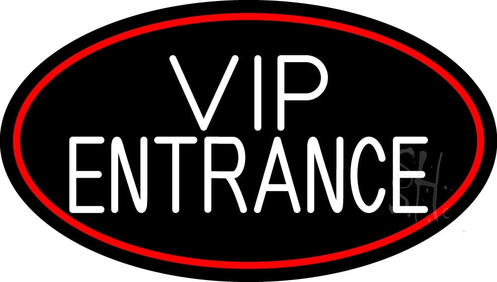 Vip Entrance Oval With Red Border LED Neon Sign 20 x 37 - inches, Clear ...