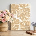 Beige Monstera Leaf Canvas Wall Art for Living Room, Summer Botanical ...