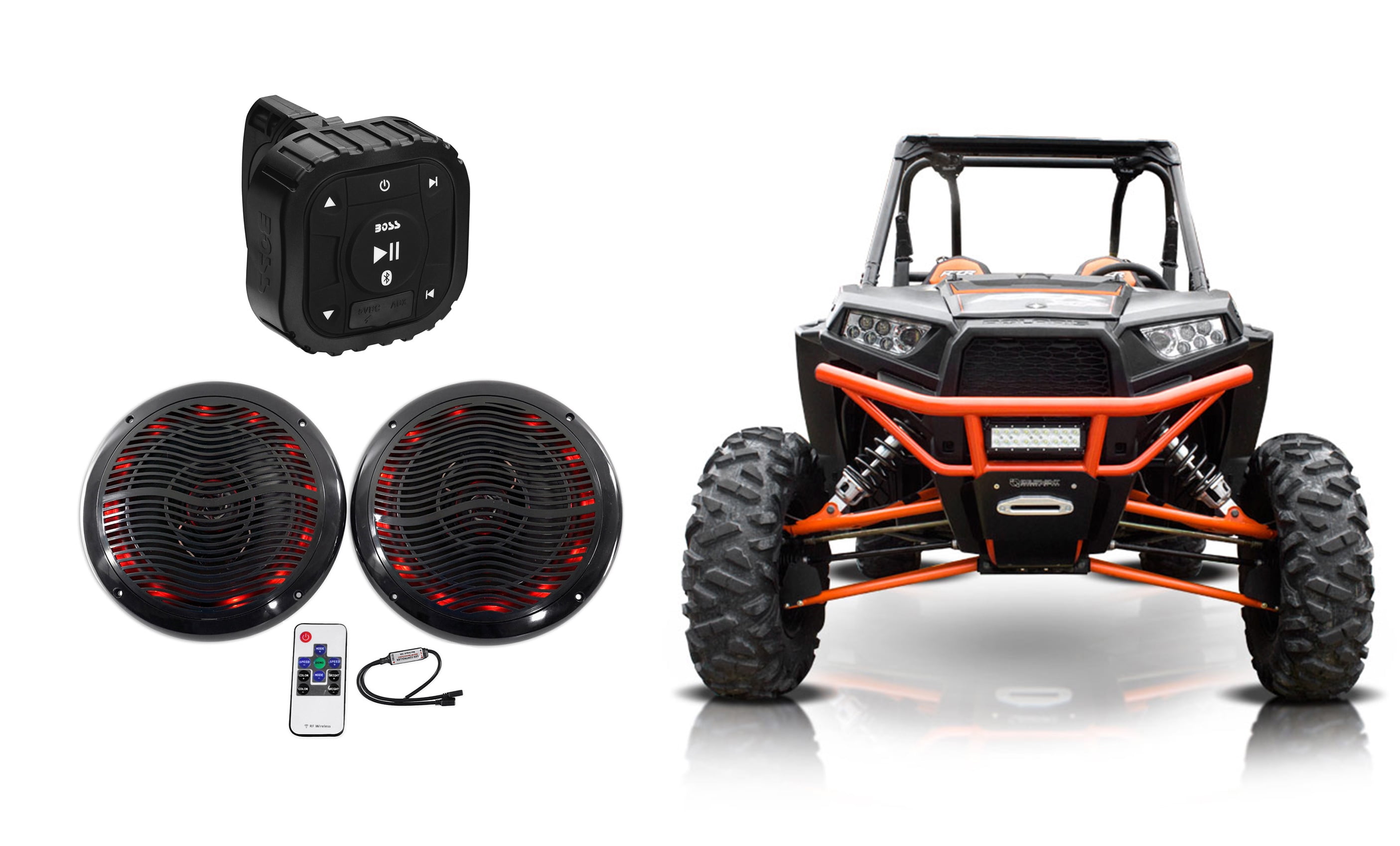 Boss UBAC50D 150w Powered Bluetooth Controller+(2) 6.5" LED Speakers ...