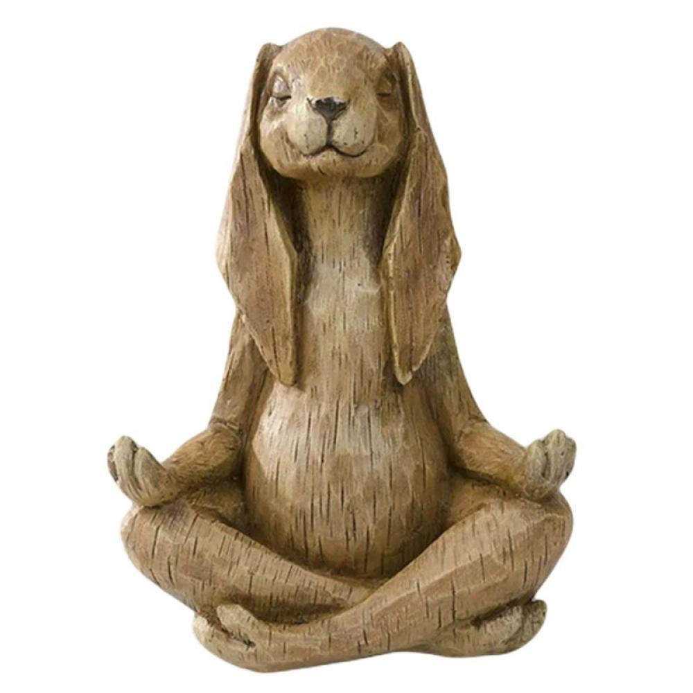 Indoor/Outdoor Long-Eared Rabbit Garden Statue in Cross-Legged ...