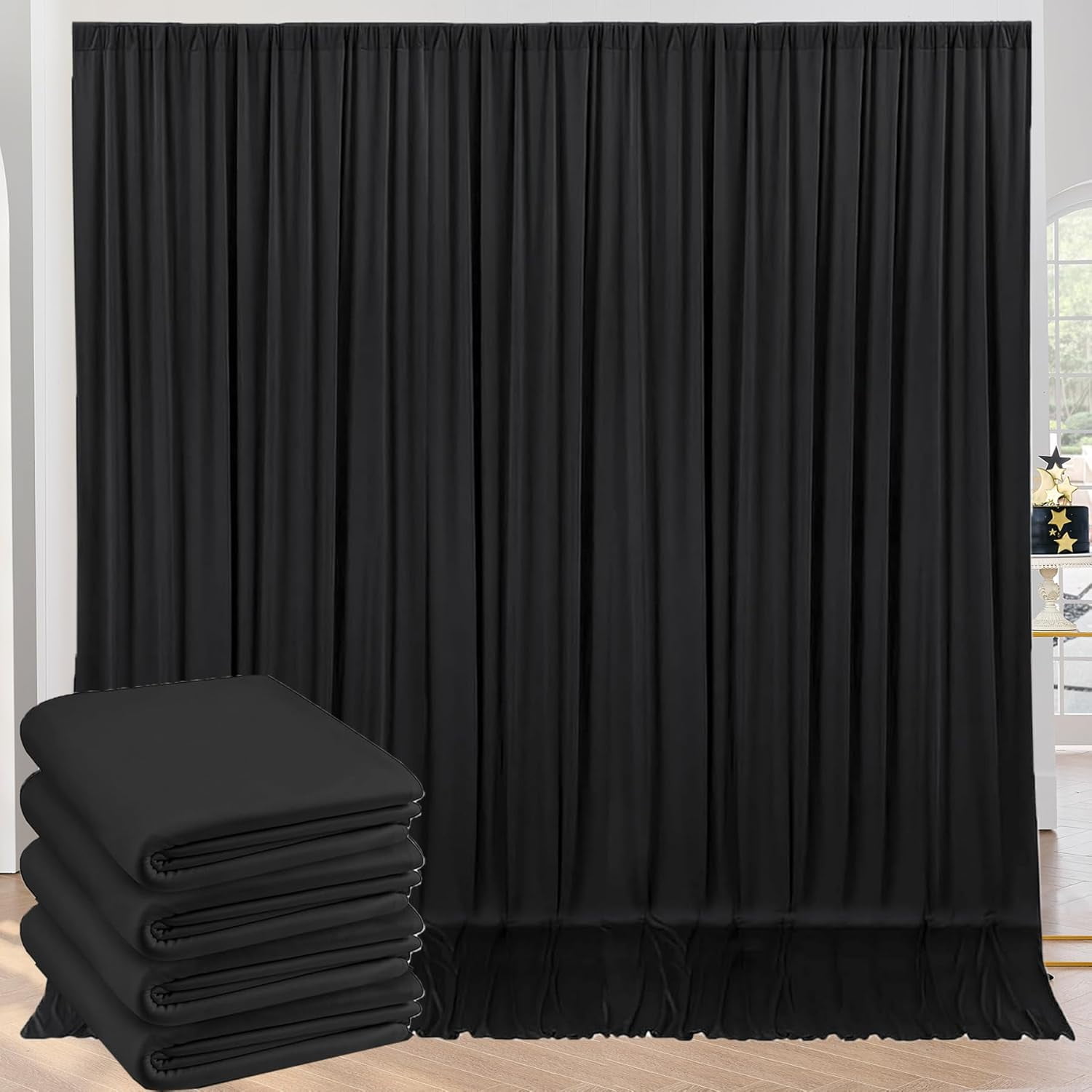 Click here for Dplsc 146x300cm Wrinkle Free Black Backdrop Curtai... prices