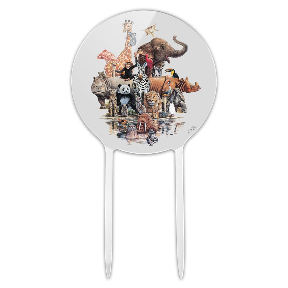 Acrylic Diverse Animal Family Reunion Elephant Giraffe Panda Lion ...