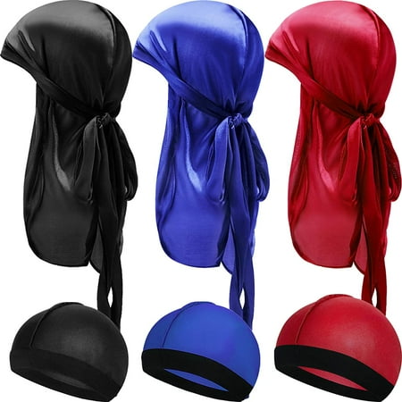 6 Pieces Kids Silky Satin Durags with Wave Caps Set Unisex 360 Wave ...