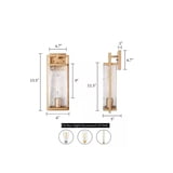 LNC Modern Dark Gold Hardwired Wall Lantern Sconce with Textured Glass ...