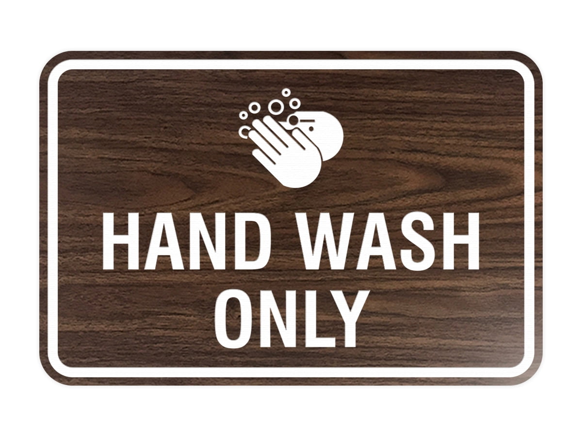 Classic Framed Hand Wash Only Sign (Walnut) - Medium - Walmart.com