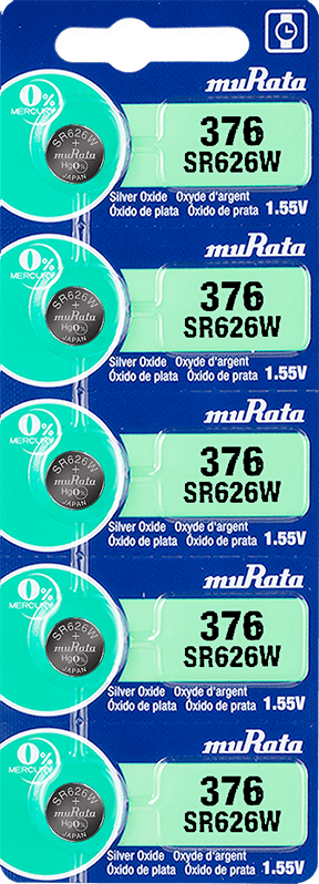 Murata 376 SR626W Battery 1.55V Silver Oxide Watch Button Cell ...