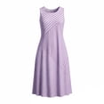 BRGZLK Midi Dress For Women Fashion Stripe Sleeveless Round Neck Loose ...
