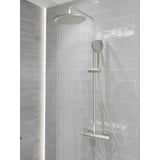 Heavy Rainfall Stainless Steel Shower Bar with Hand Sprayer in Brushed ...