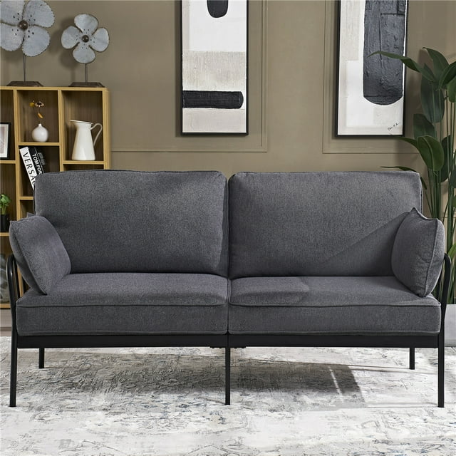 Small Spaces Sofa, Mid Century Modern Linen Loveseat Sofa, Upholstered ...