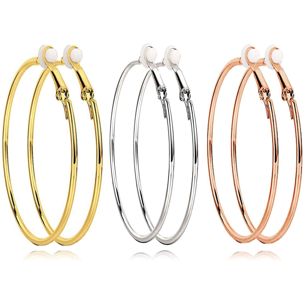 Click here for Nobrand 3 Pairs Women Hoop Clip Earrings Fashion C... prices