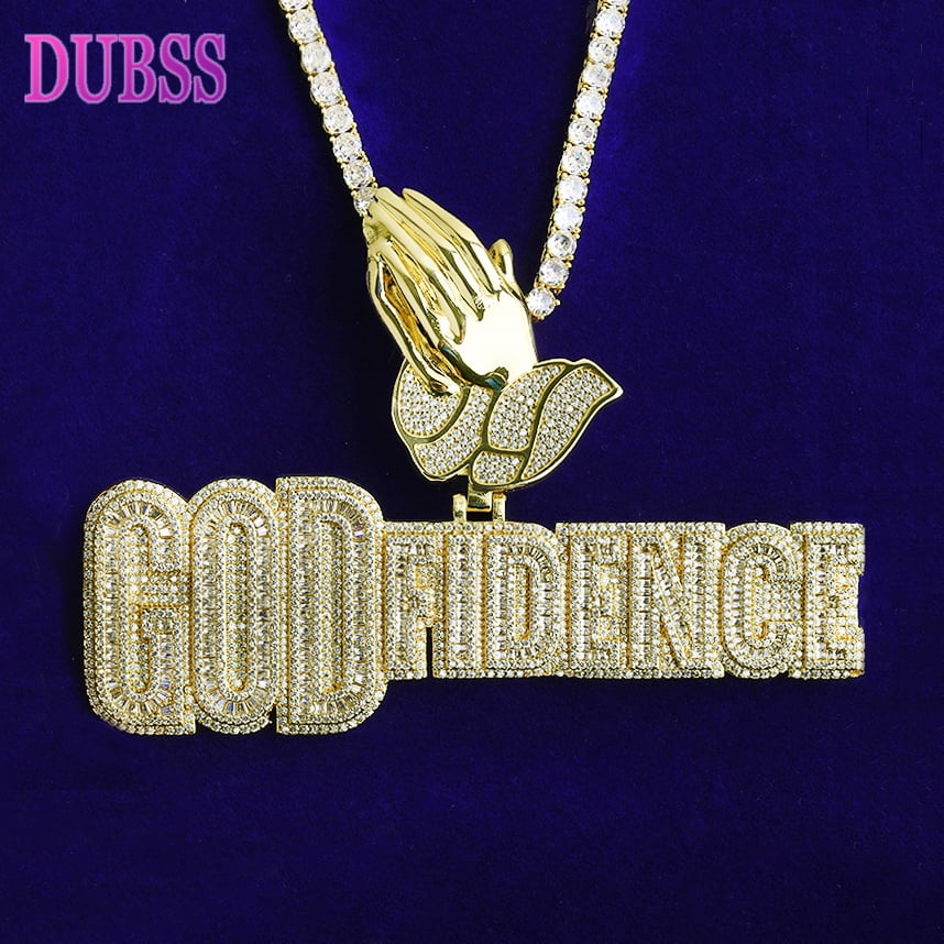 Click here for Dubss Iced Out God Fidence Prayer Bail Necklace Pe... prices