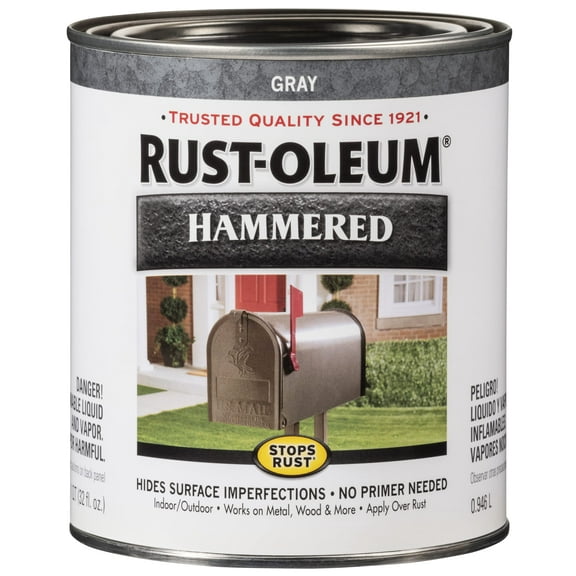 2 Pack, Gray, Rust-Oleum Stops Rust Hammered Paint- Quart - Walmart.com