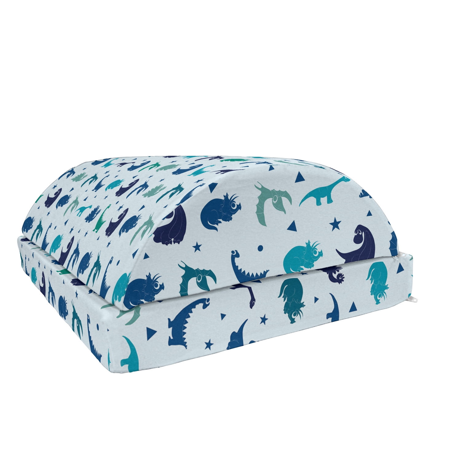 Cartoon Dino Foot Rest, Continuous Dinosaurs and Geometric Shapes in ...