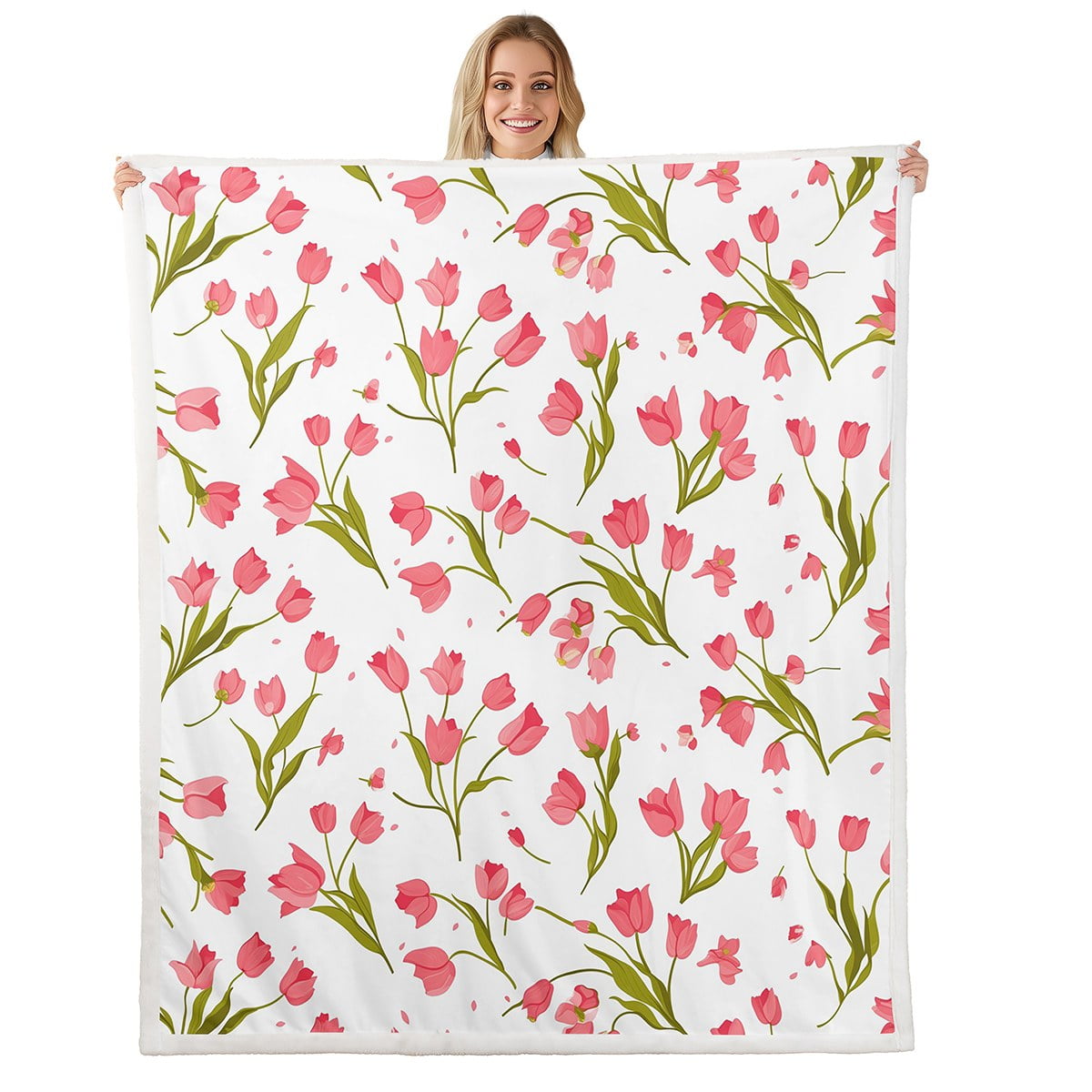 Click here for Erosebridal Pink Tulip Sherpa Blanket  Cartoon Flo... prices
