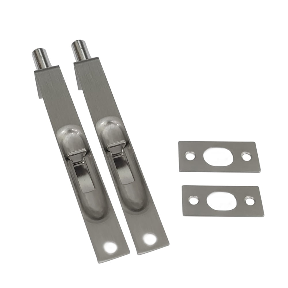 QCAA Solid Brass Flush Bolt, Square Shape, 6", Brushed Satin Nickel, 2 ...