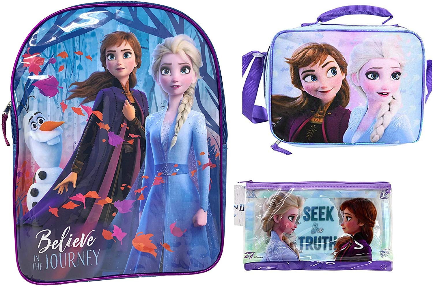 3 Item Frozen 2 16" Backpack With Lunch Bag Plus Pencil Case Set ...