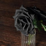 Efavormart 24Pcs Artificial Flowers Real Touch Black Foam Roses Wired ...