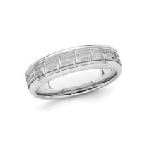 Gem & Harmony Mens Greek Key 6mm Sterling Silver Brushed Wedding Band ...