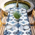 Bohemia Fitted Rectangle Tablecloth 32" x 72" Blue Argyle Pattern ...