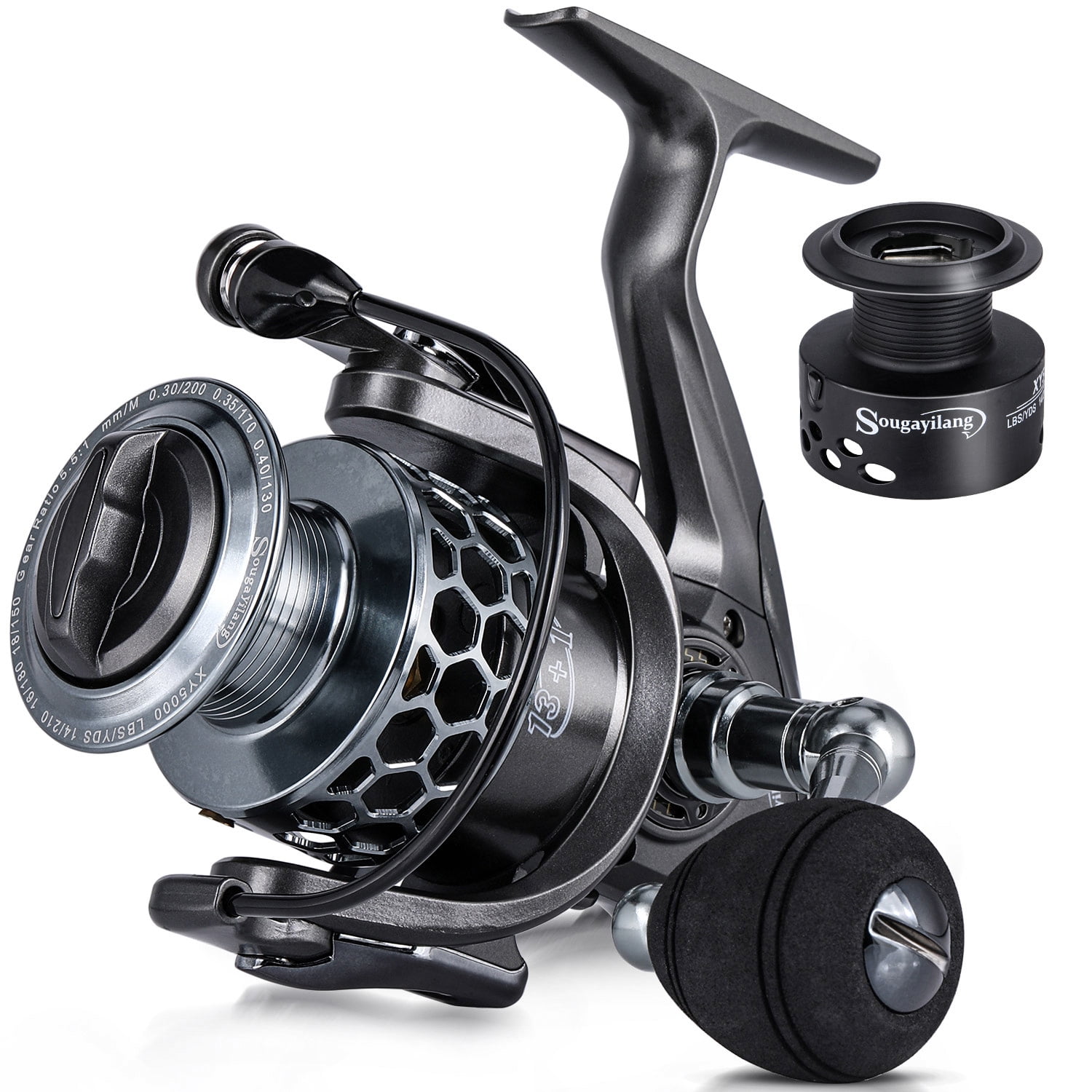Sougayilang Spinning Fishing Reel Lightweight Smooth Reel with Free ...