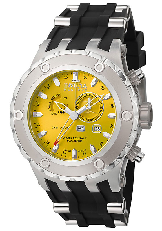 Invicta Men's 6208 Reserve Collection GMT Stainless Steel Black Rubber ...
