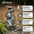 29.92 in Resin Outdoor Water Fountain with LED Lights, Cascading Garden ...
