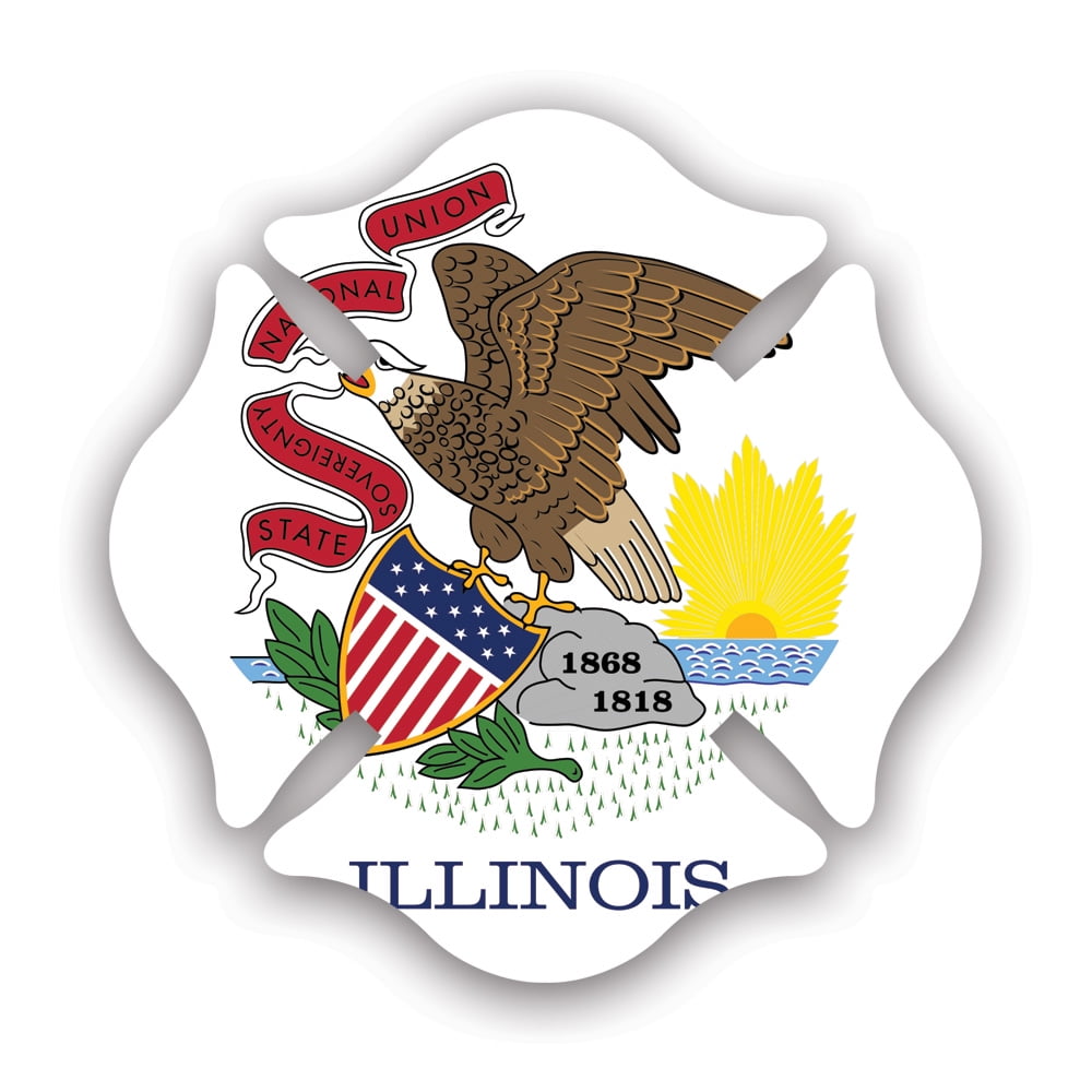 Illinois State Maltese Cross Shaped Sticker Decal - Self Adhesive Vinyl ...