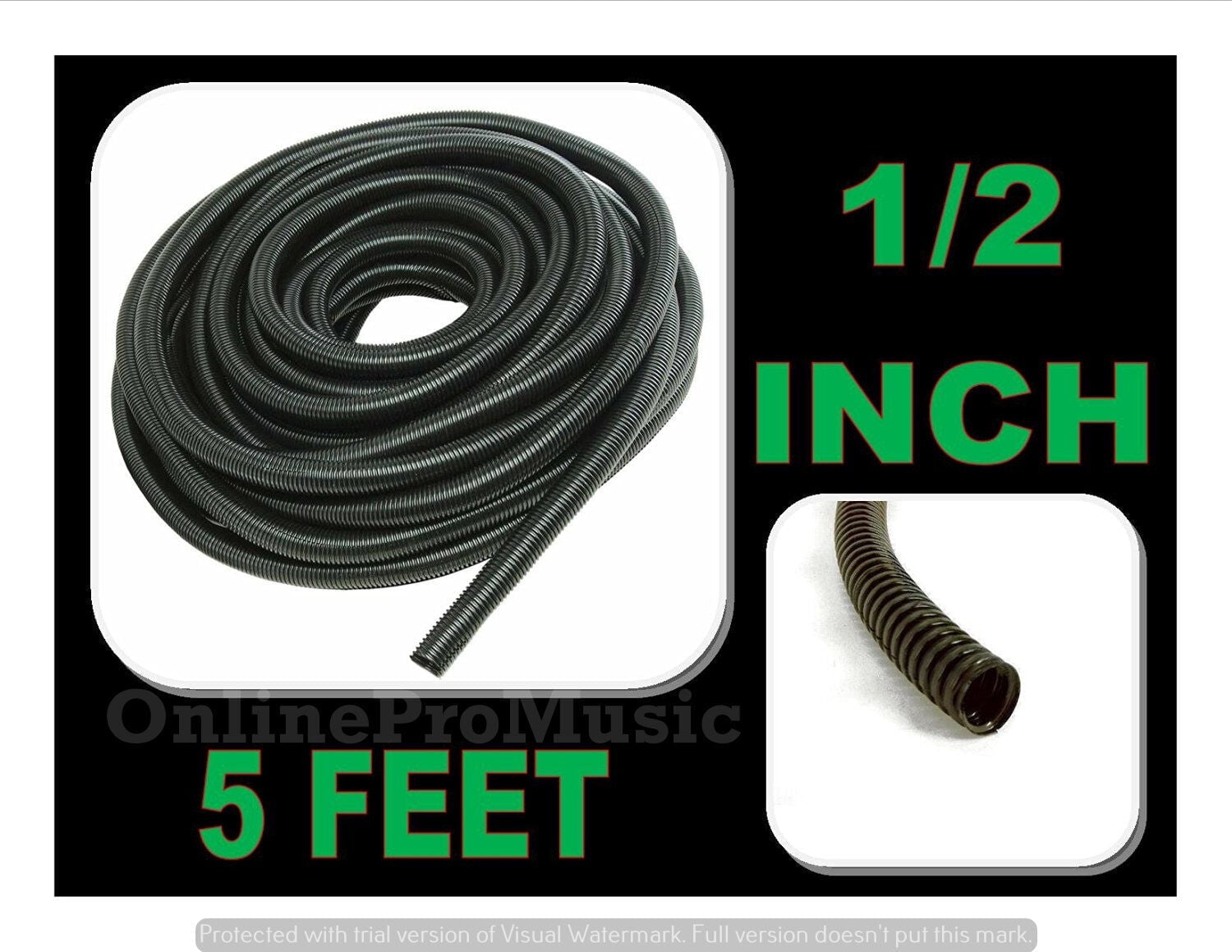 5 FT 1/2" INCH Split Loom Tubing Wire Conduit Hose Cover Auto Home ...