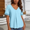 cfhntfmh Women's Tunic Tops Loose Fit Lace Trim Short Sleeve Shirts V ...