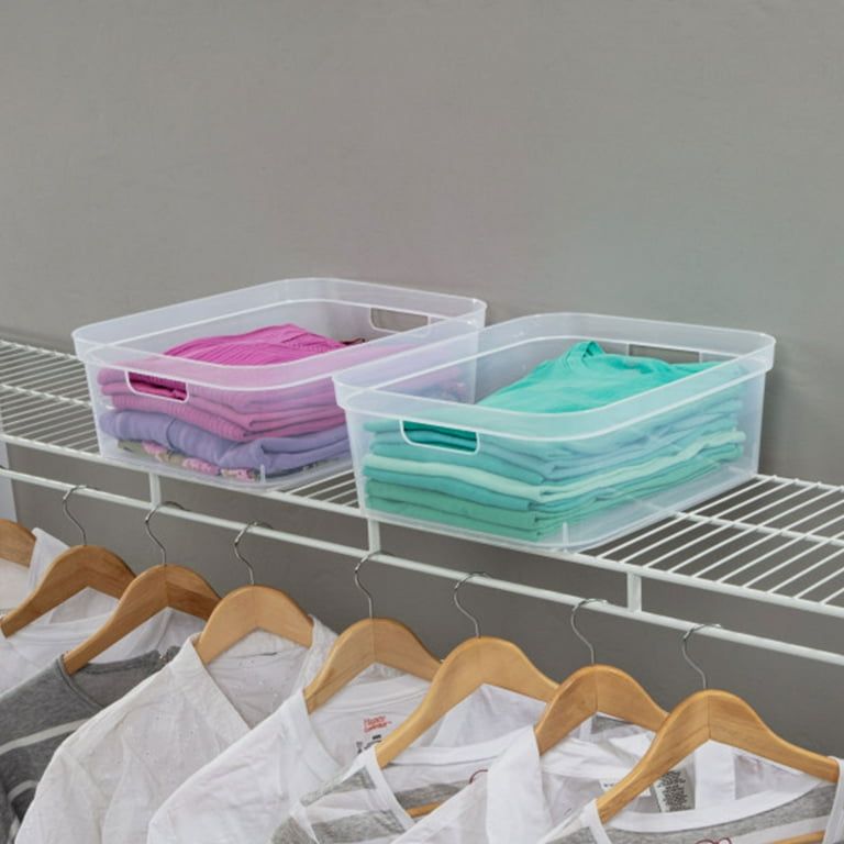 Sterilite Clear Storage Bin with Carry Handles 5.25 x 12 x 15 Inch Multipack of 16 Walmart