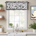 Black Flowers Window Valance for Kitchen, Floral Geometric Classic ...
