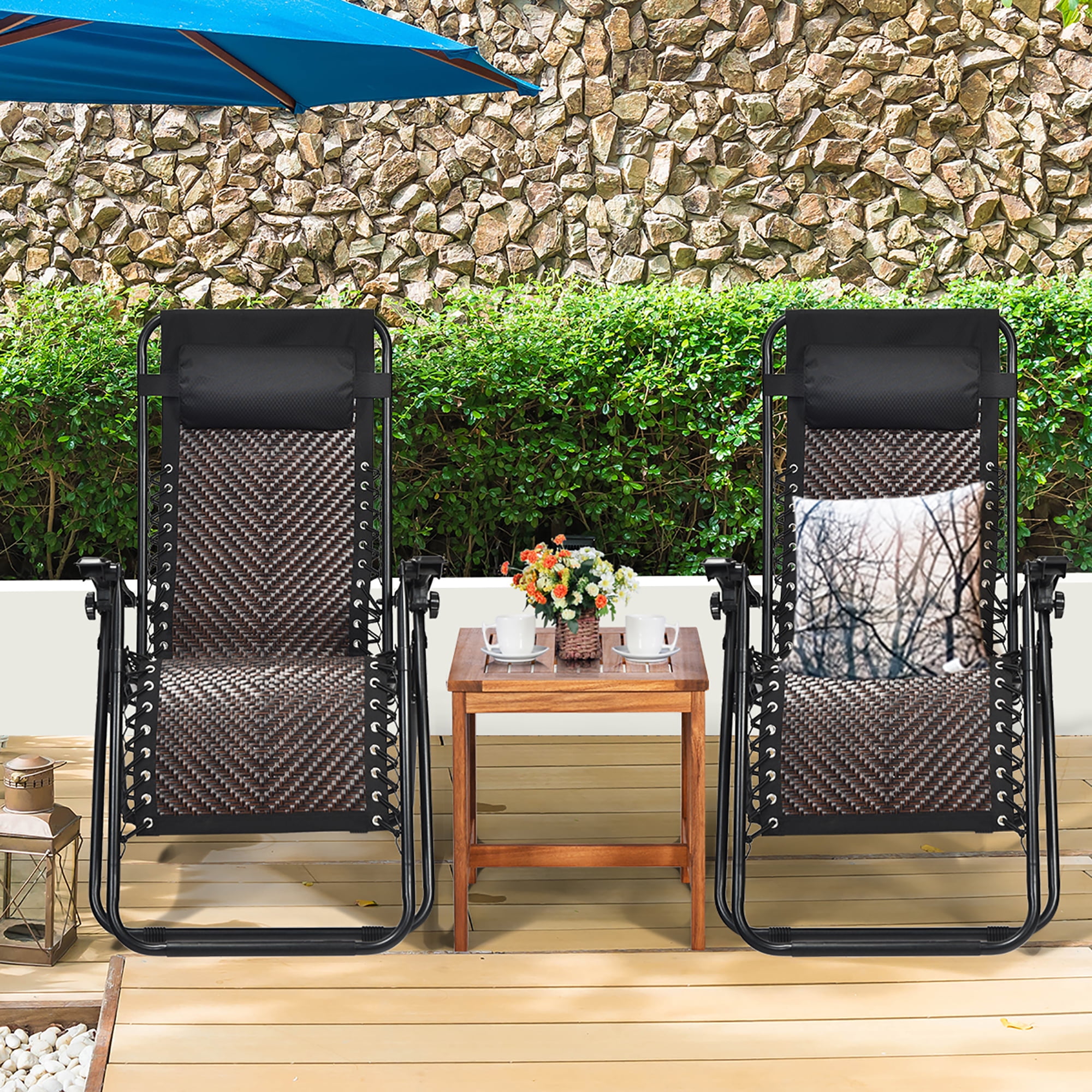Click here for Costway 2pcs Patio Rattan Zero Gravity Lounge Chai... prices