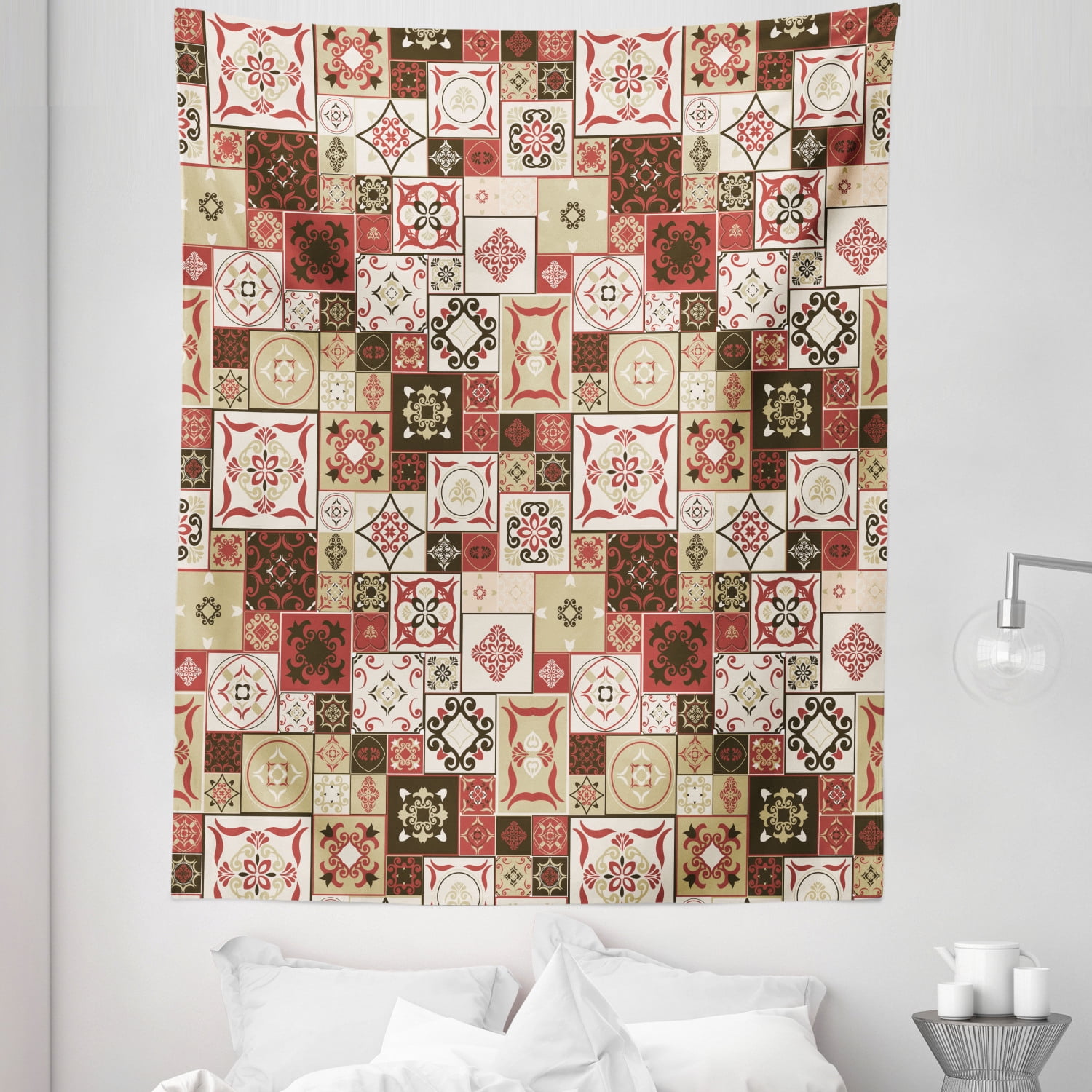 Moroccan Tapestry, Tile Pattern with Squares of Various Sizes Eastern ...