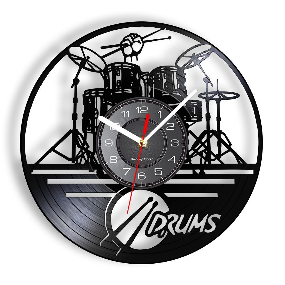 CD Disc Home Decoration Drum Kit Clock Watch Record Wall Clock Wall ...