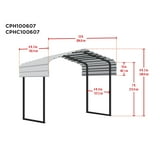 Arrow 6 x 10 x 7 ft Eggshell Metal Canopy - Walmart.com