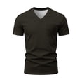 AWZXDE Men's Workout Running Shirts Solid V-Neck Chest Pocket Short ...