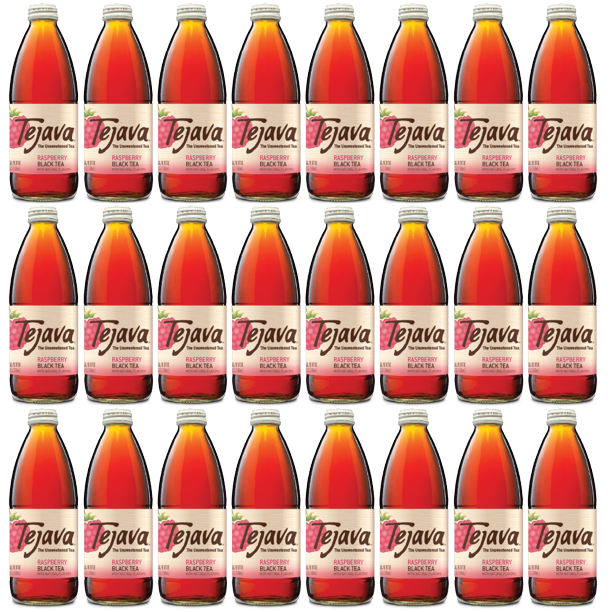 Tejava Unsweetened Raspberry Black Tea Glass Bottles, 12 Fl Oz, 24 Pack ...