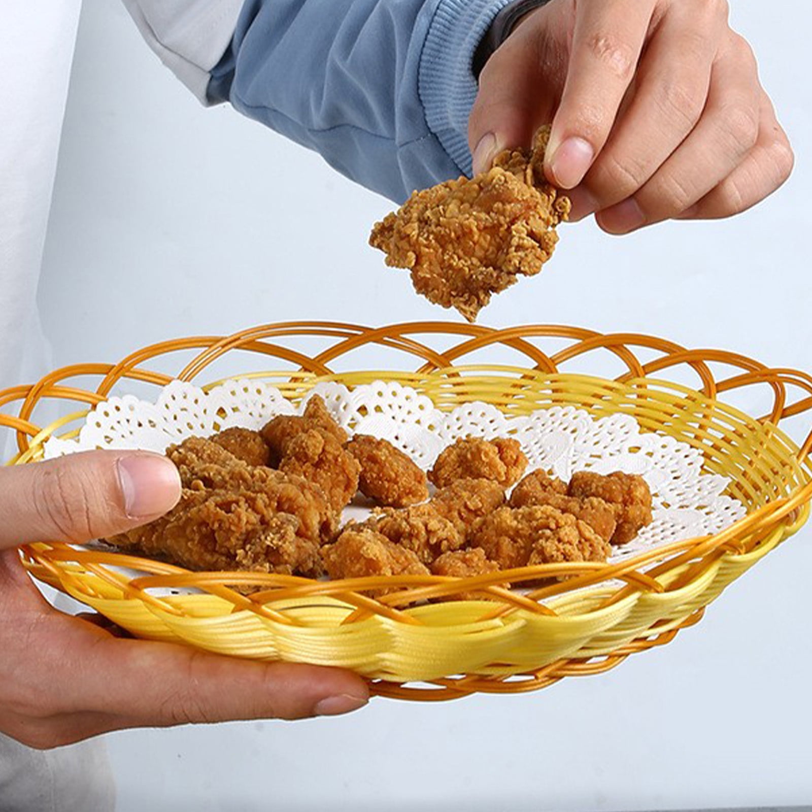 EGNMCR Imitation Rattan Fruit Snack Basket Woven Basket Popcorn Basket ...