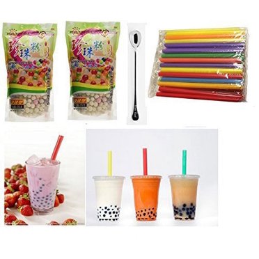 NineChef Bundle - WuFuYuan BOBA Black Tapioca Pearl Bubble Tea 2 Pack (Each 8.8 OZ) + 1 Pack of ...