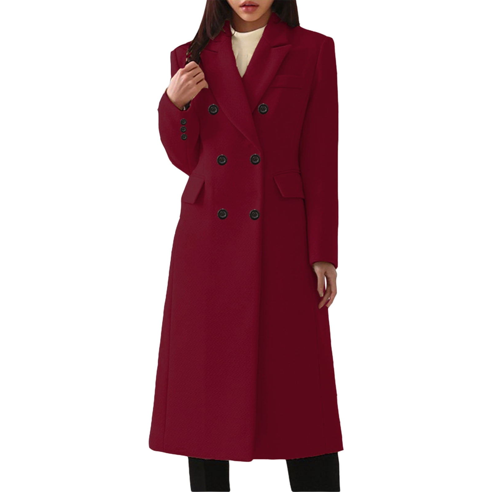 Click here for Imengl Double Breasted Long Winter Work Coat  Red... prices