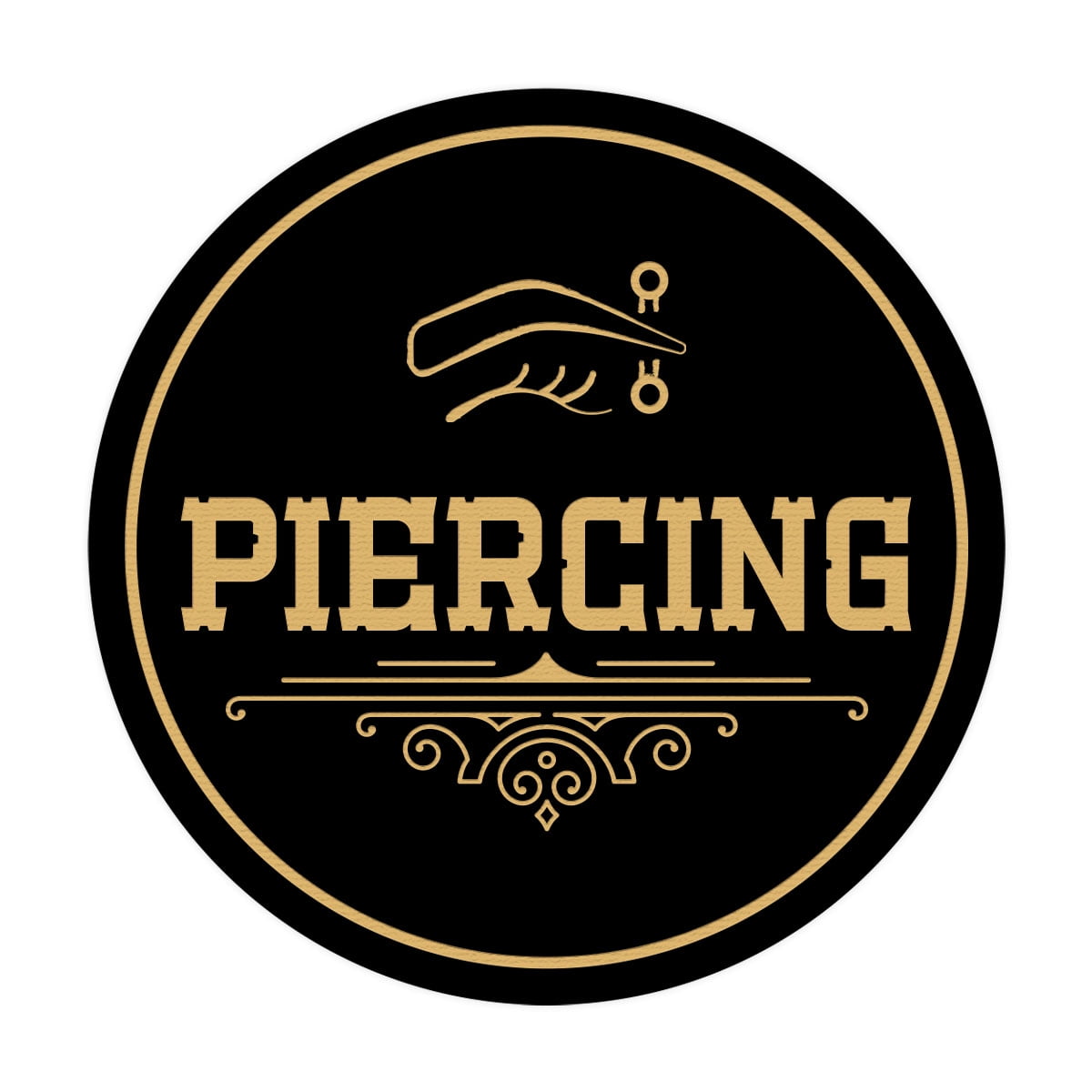 Signs ByLITA Circle Piercing Sign (Black /Gold) - Small - Walmart.com