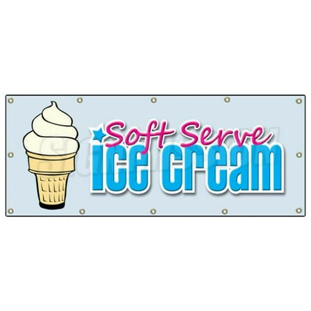 SignMission B-96 Soft Serve 36 x 96 in. Soft Serve Ice Cream Banner ...