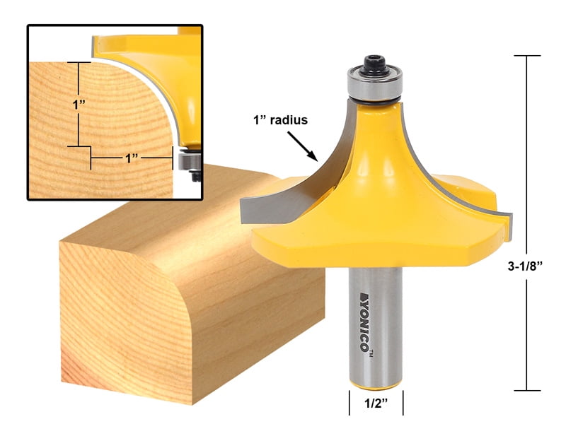 Yonico 1" Radius Round Over Edge Forming Router Bit - 1/2" Shank ...